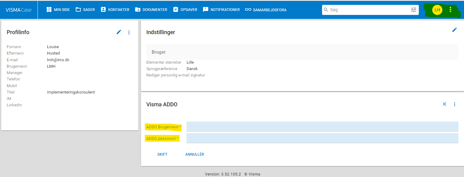 Addo: Tilknyt Addo Sign til din IMS Case bruger – Visma IMS A/S
